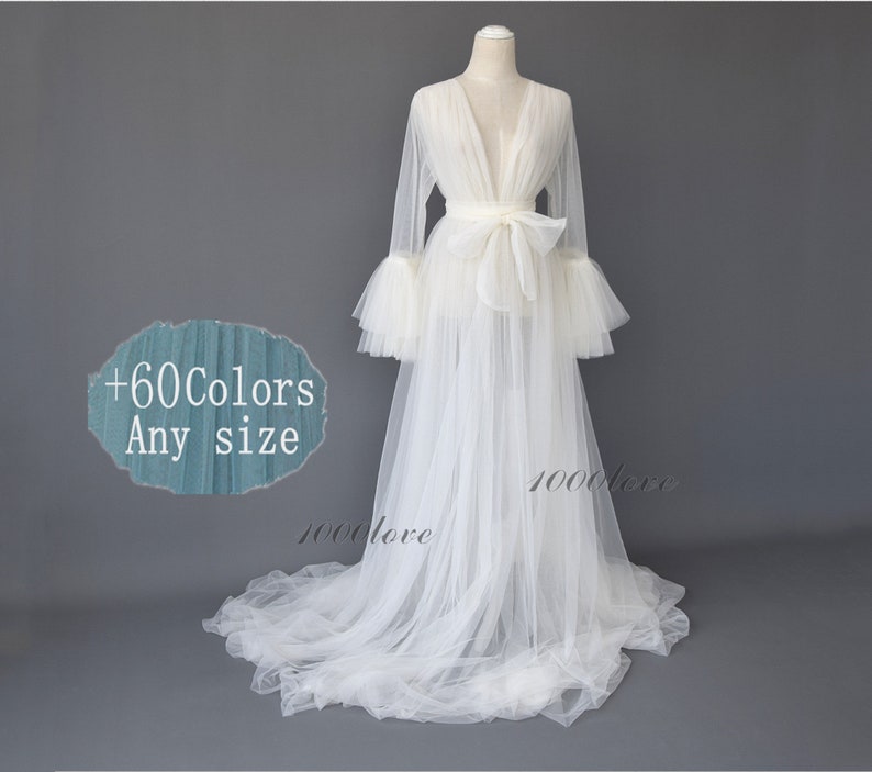 Custom Sheer tulle dress formal evening dresseslong sleeves | Etsy