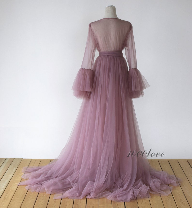 Sheer Tulle Dress Formal Evening Dresses,long Sleeves Robe Photo Shoot ...