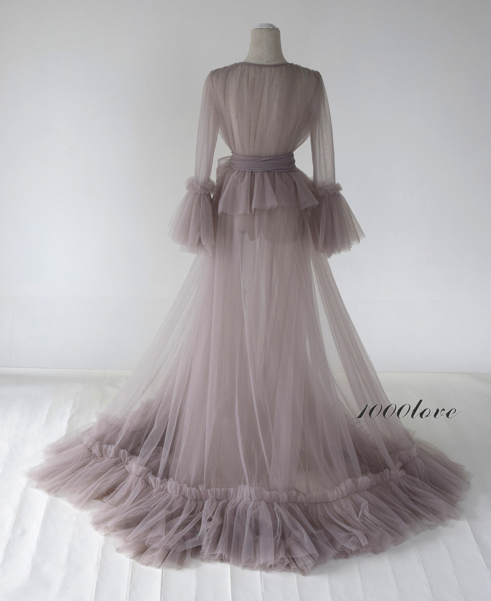 See Through Tulle Formal Evening Dresseslong Sleeves Photo | Etsy