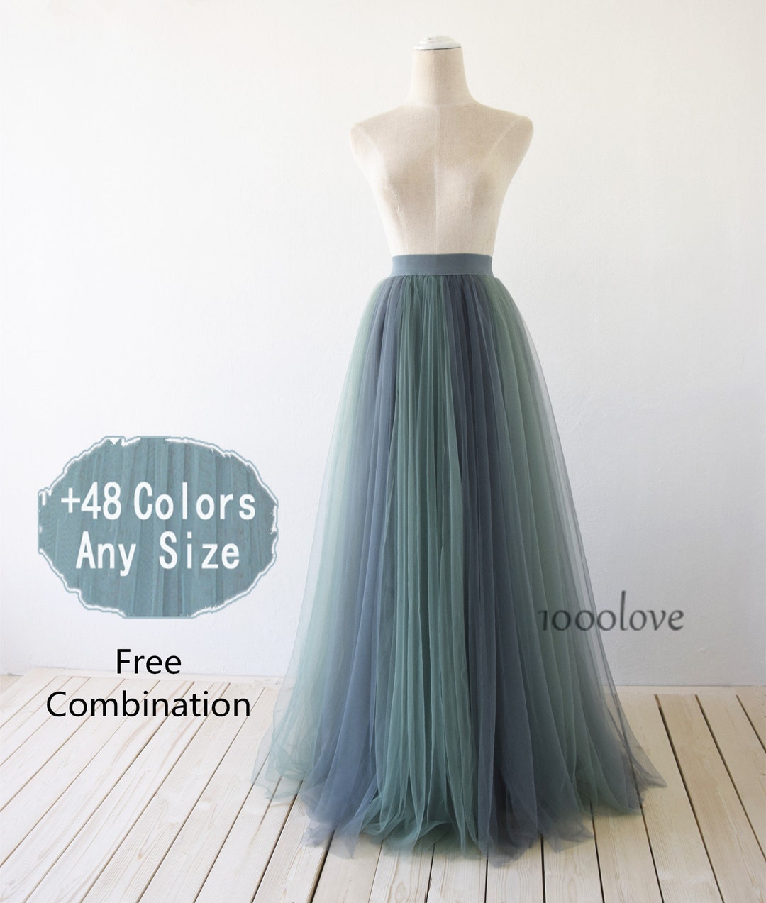 Mixture Color Tulle Skirt , Blending Tea Green and Blue Green, Adult ...