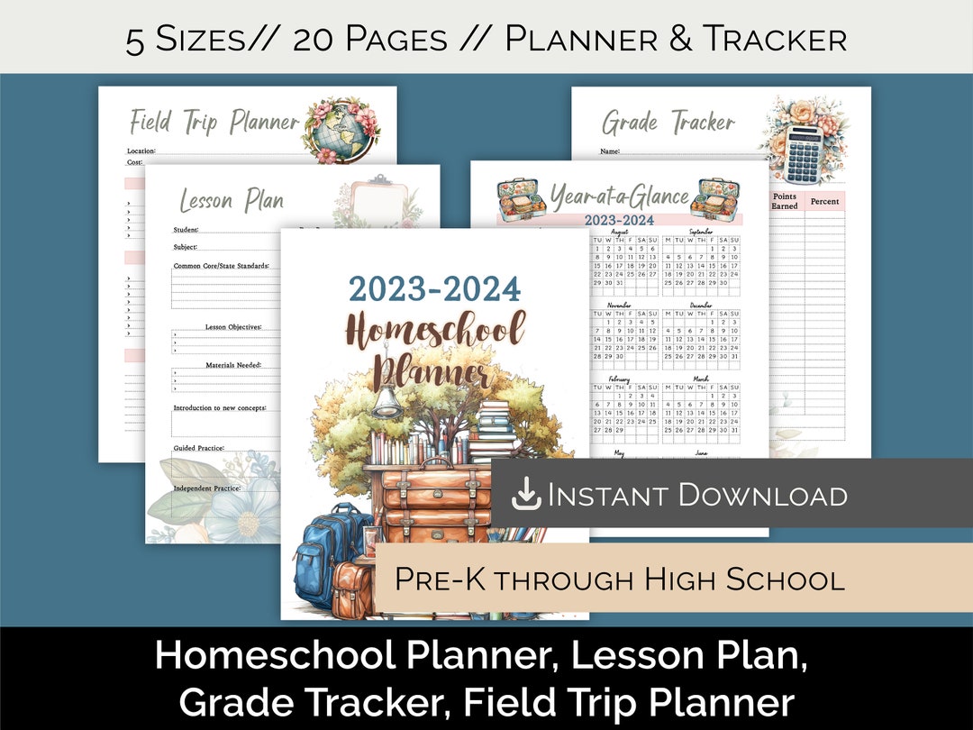 Homeschool Printable Planner, Lesson Planner, Grade Tracker, Home ...