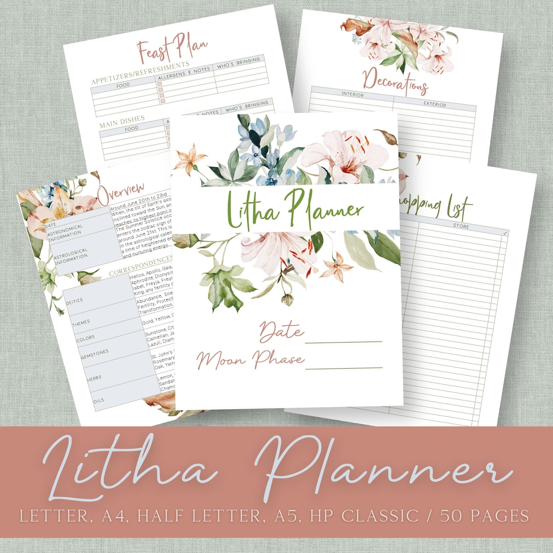 Printable Pagan Witchy Midsummer Planner – Litha/summer Solstice ...