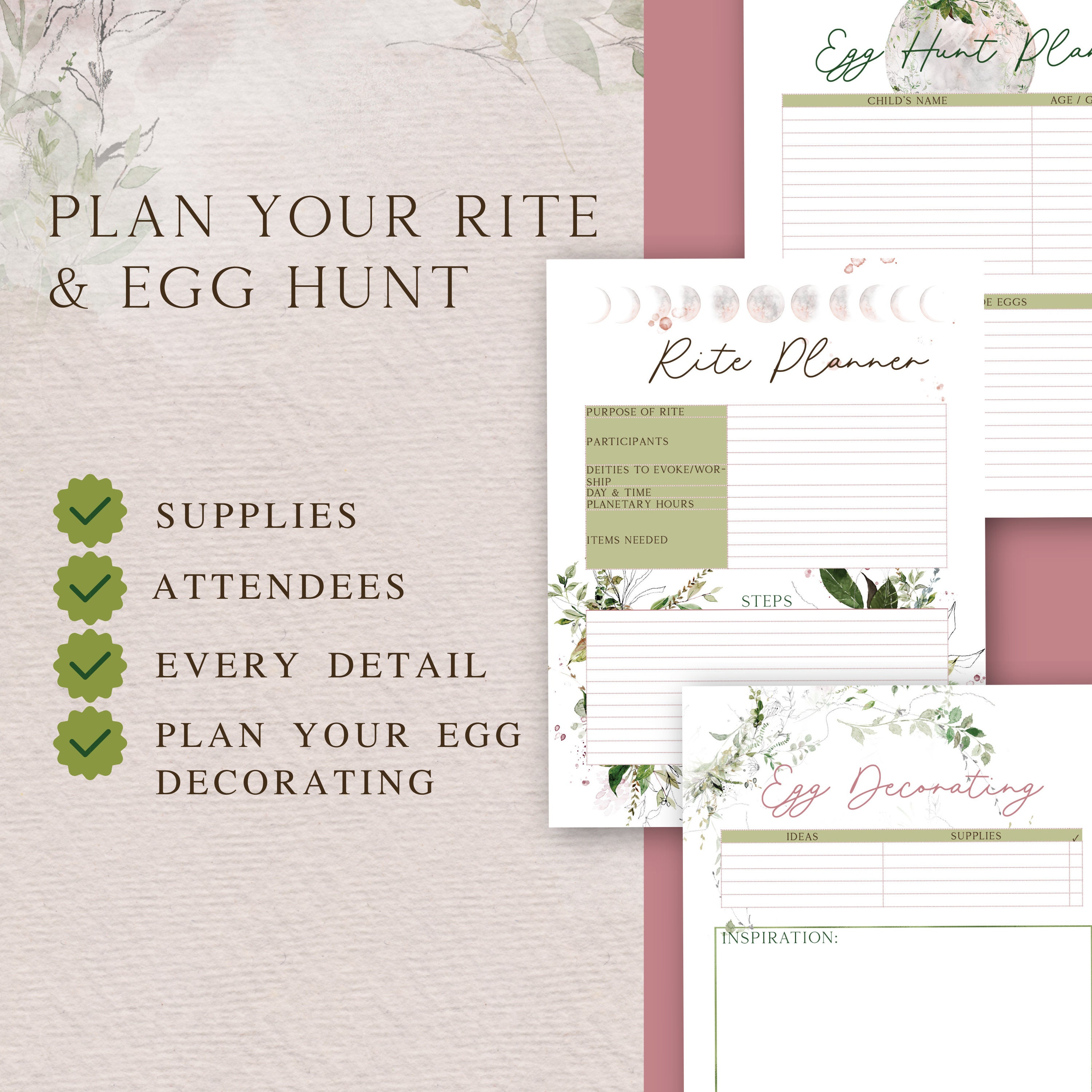 Printable Pagan Witchy Ostara Planner – Eostre/spring Equinox Undated ...
