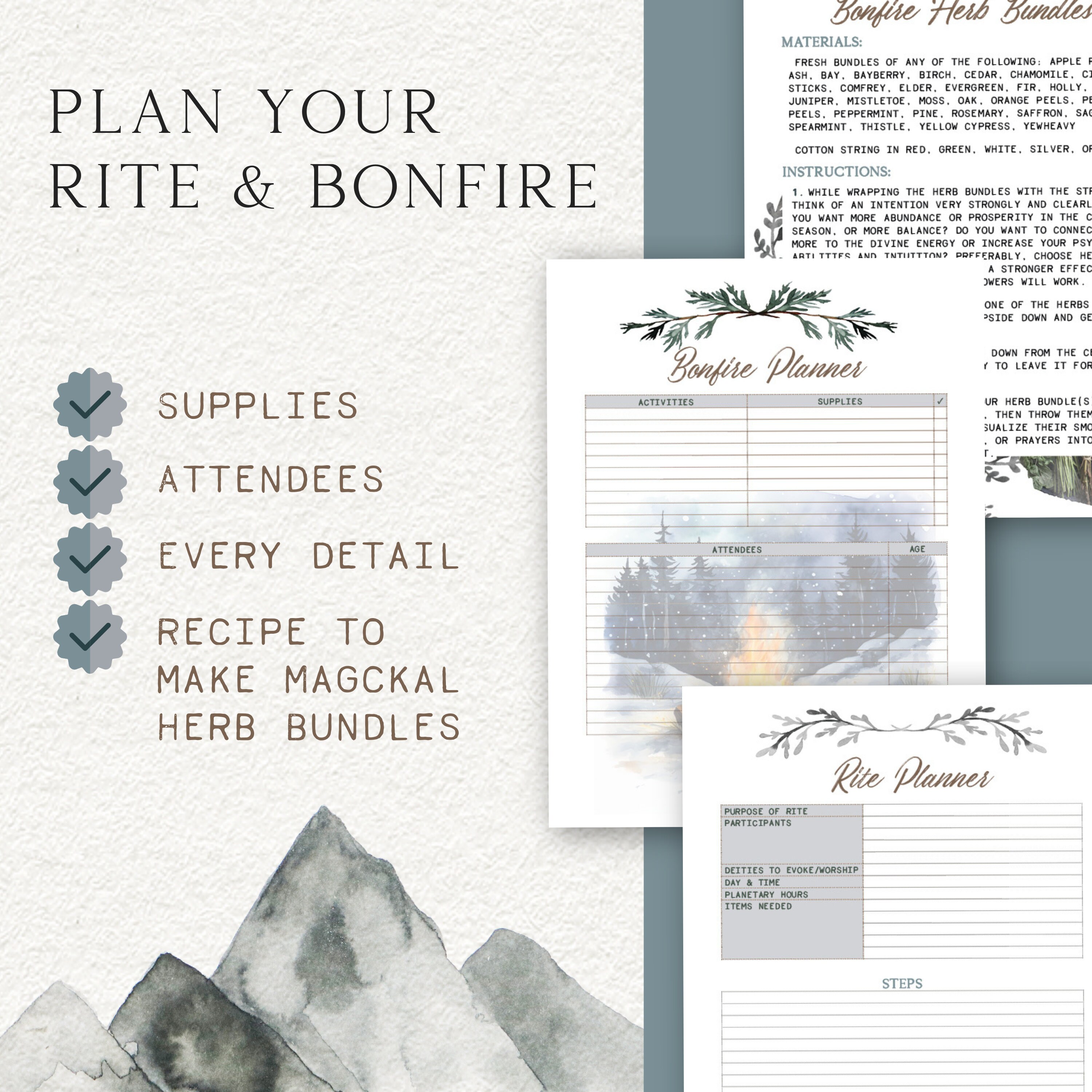 Printable Pagan Witchy Yule Planner – Midwinter/winter Solstice Undated ...