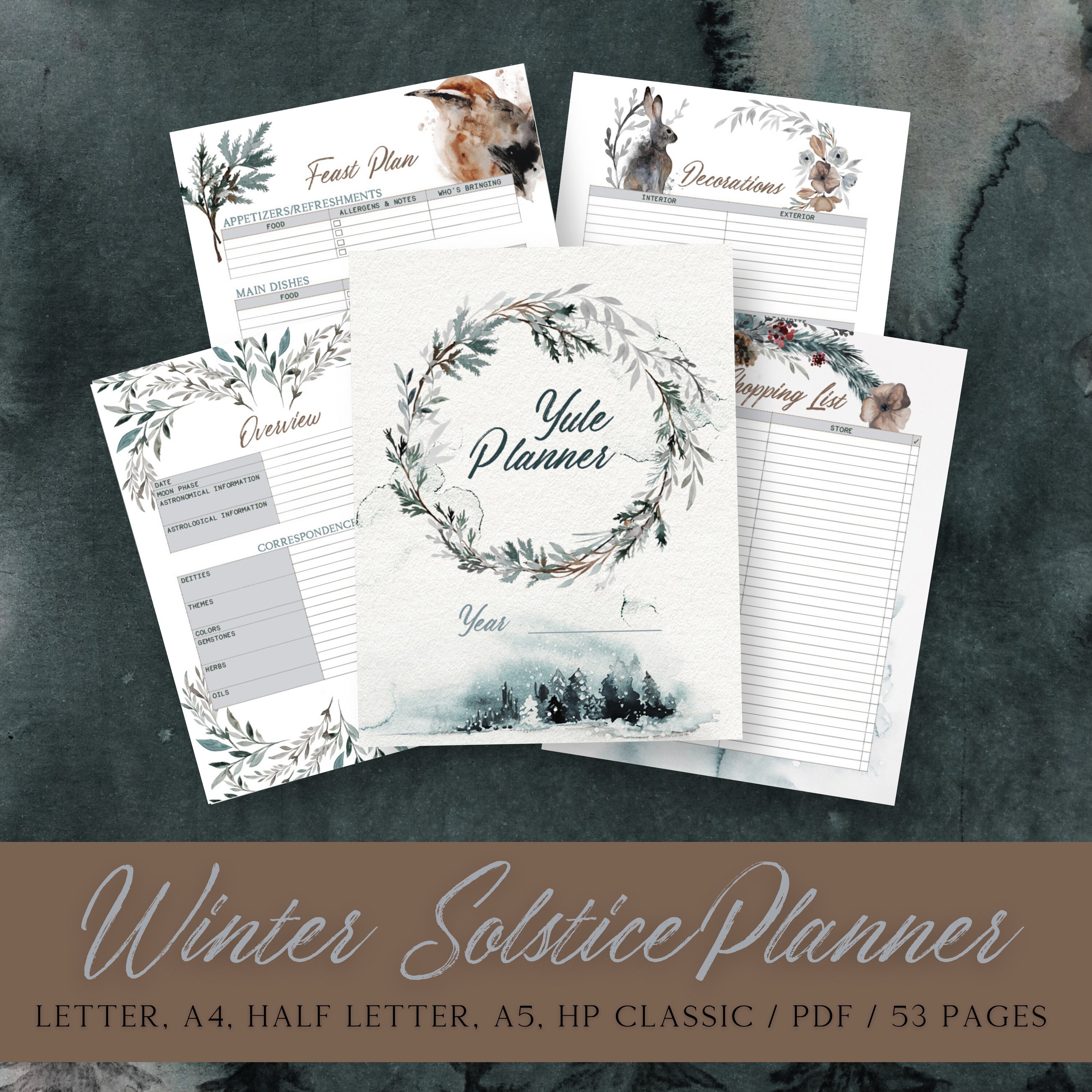 Printable Pagan Witchy Yule Planner – Midwinter/winter Solstice Undated ...