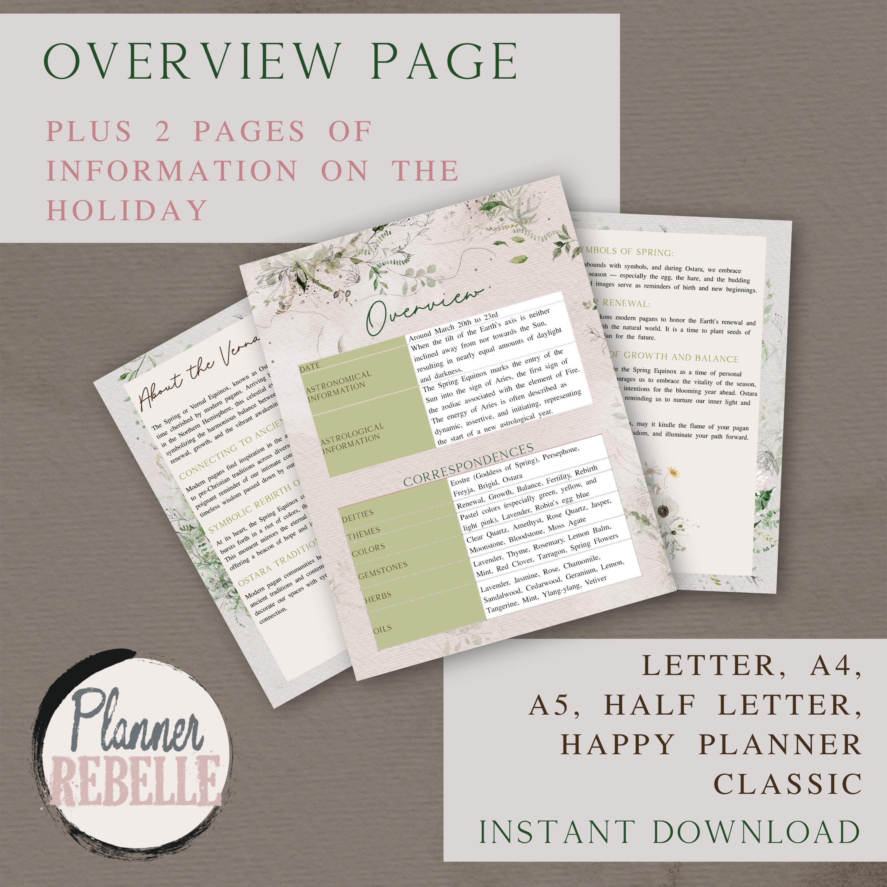 Printable Pagan Witchy Ostara Planner – Eostre/spring Equinox Undated ...
