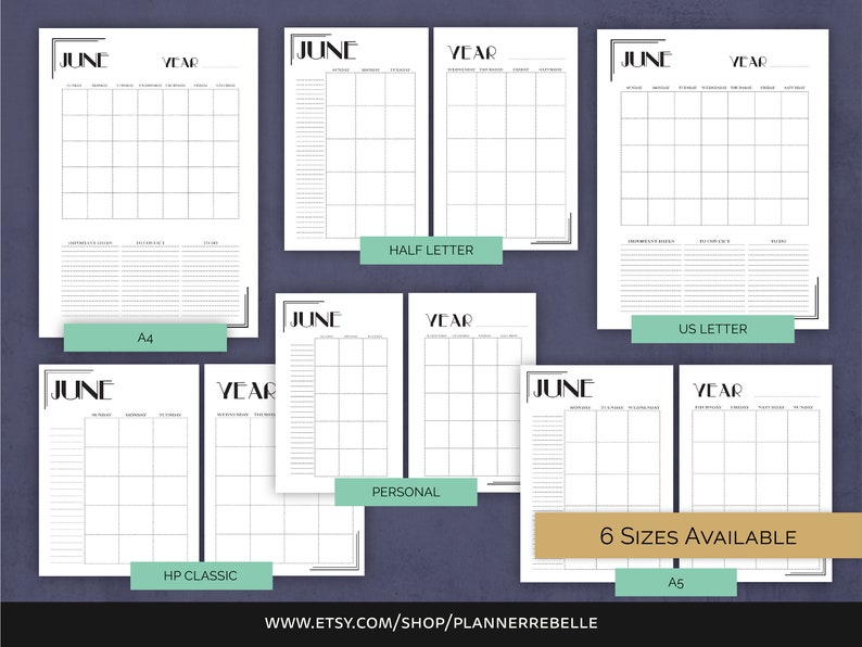 Art Deco Monthly Calendars - Etsy