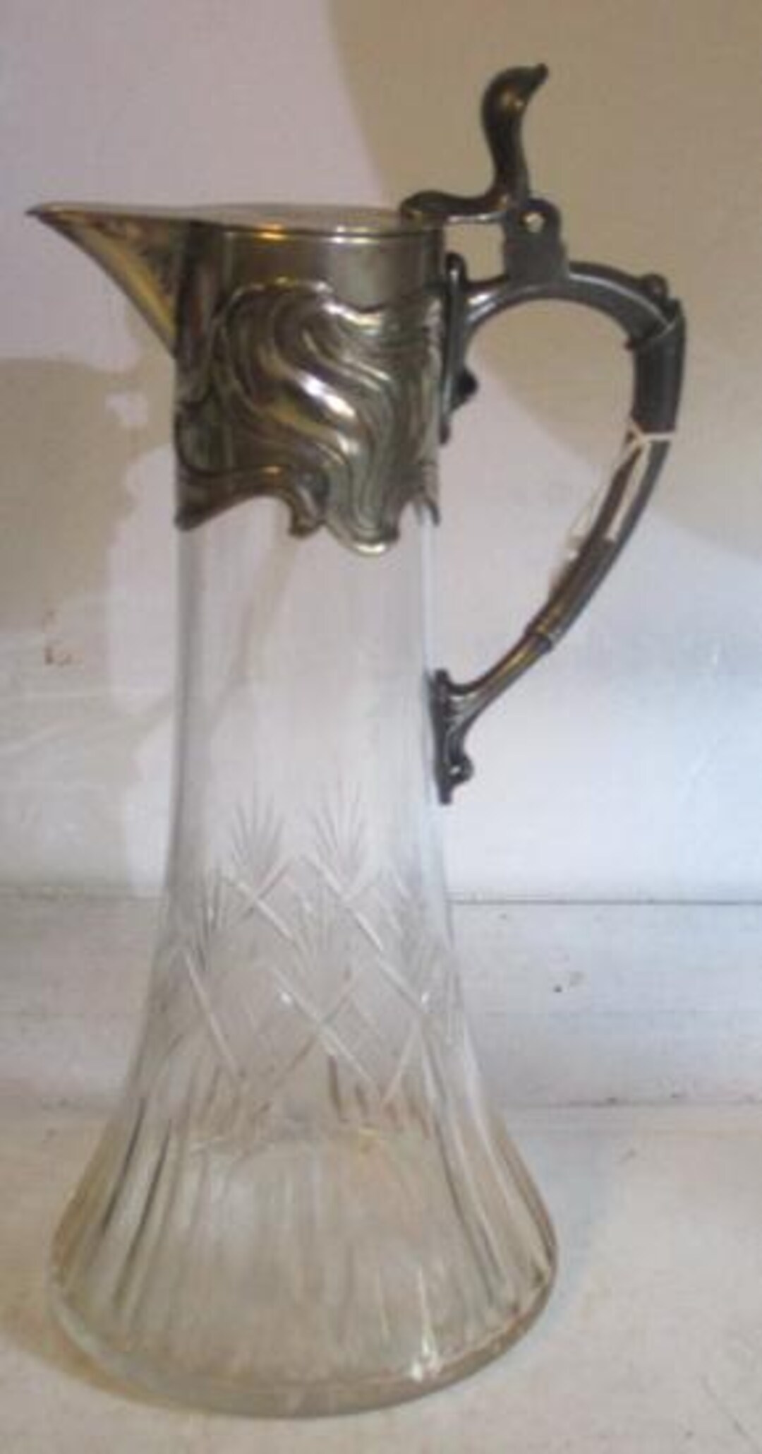 Art Nouveau WMF Crystal Cut Glass Decanter Jug Floral Design - Etsy