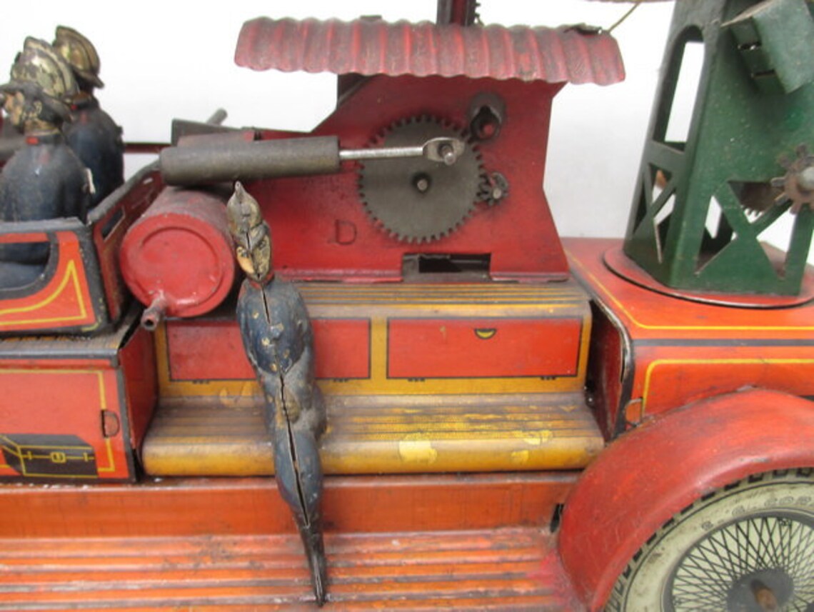 Antique Tin Toy Fire Truck Gunthermann, Germany BIG SIZE and Waterpump ...