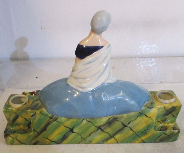 Art Deco Porcelain Inkwell Art Deco Lady Etling SEGB - Etsy