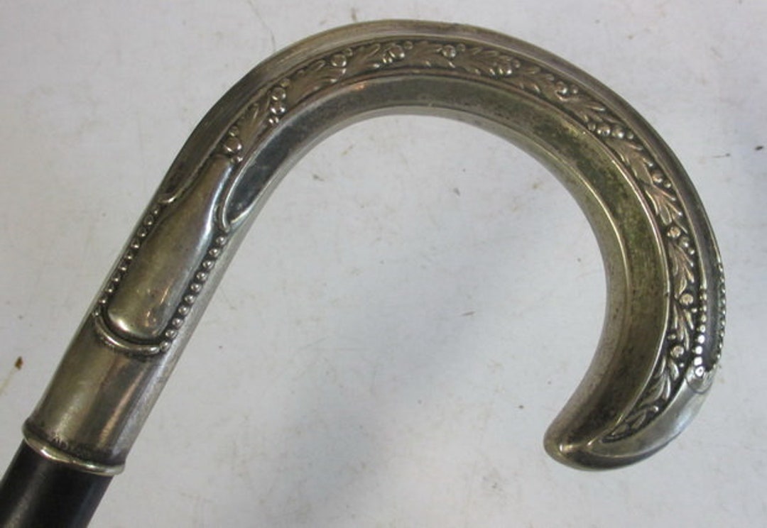 Elegant Antique Silver Plated Cane With Guirlandes Victorian Walking ...