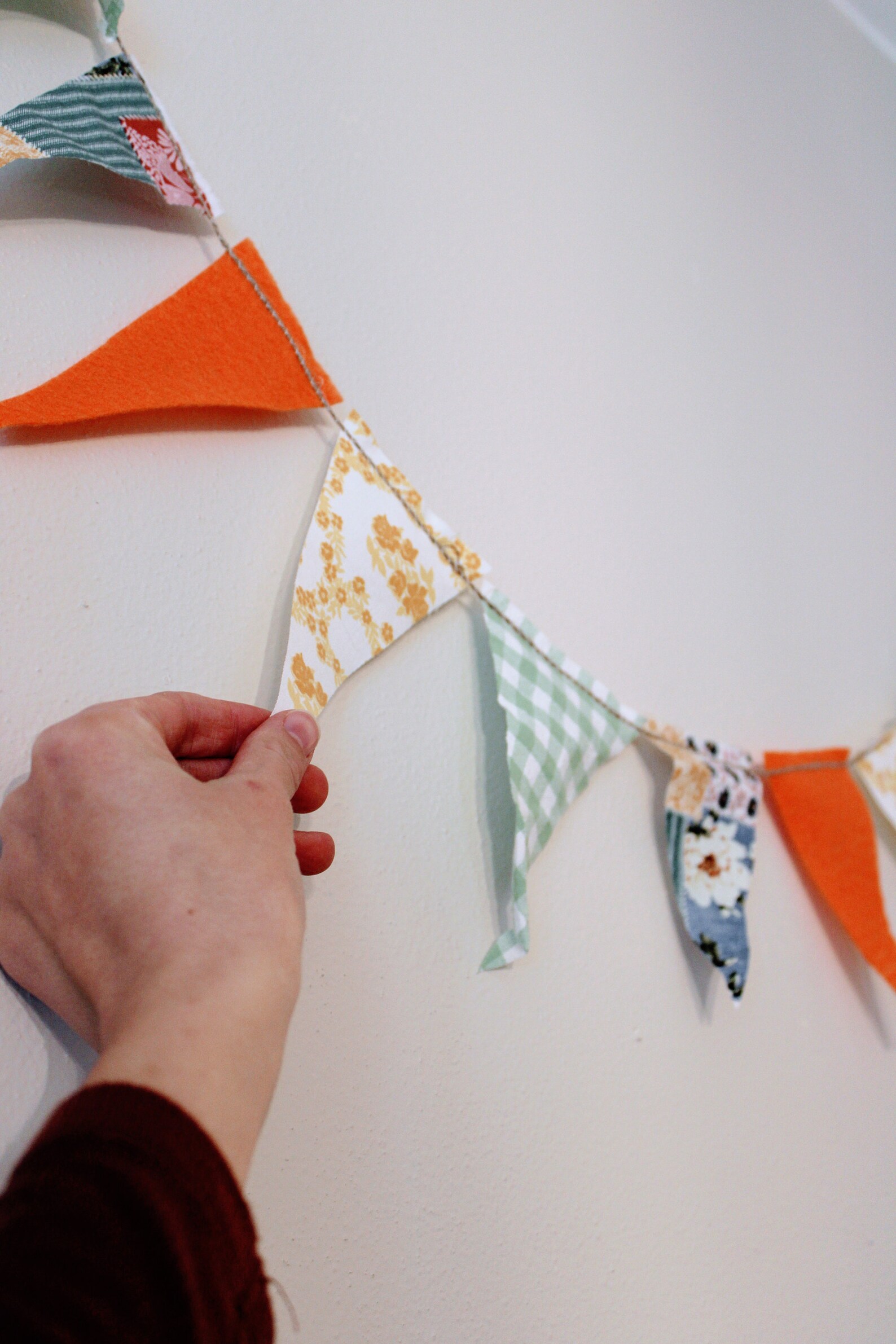 6-8 Foot Pennant Banner - Upcycled Fabric Banner - Reusable Decor for ...