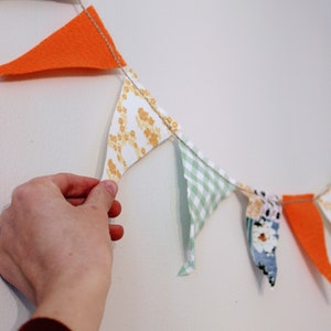 6-8 Foot Pennant Banner - Upcycled Fabric Banner - Reusable Decor for ...