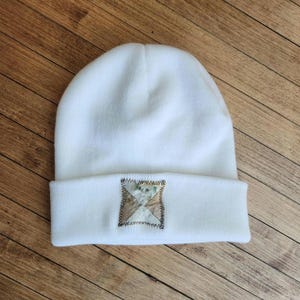 Quilt Patch Beanies Knit Hats Ivory White Multiple Options - Etsy