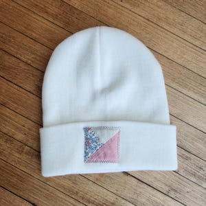 Quilt Patch Beanies Knit Hats Ivory White Multiple Options - Etsy
