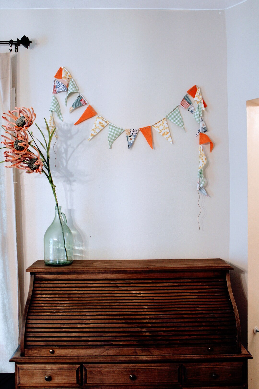 6-8 Foot Pennant Banner - Upcycled Fabric Banner - Reusable Decor for ...