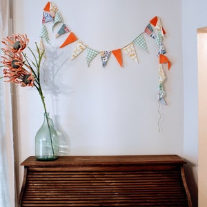 6-8 Foot Pennant Banner - Upcycled Fabric Banner - Reusable Decor for ...