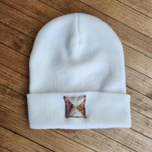 Quilt Patch Beanies Knit Hats Ivory White Multiple Options - Etsy