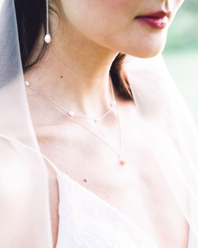 Teardrop Pearl Layered Necklace Two Layer Pearl Bridal - Etsy