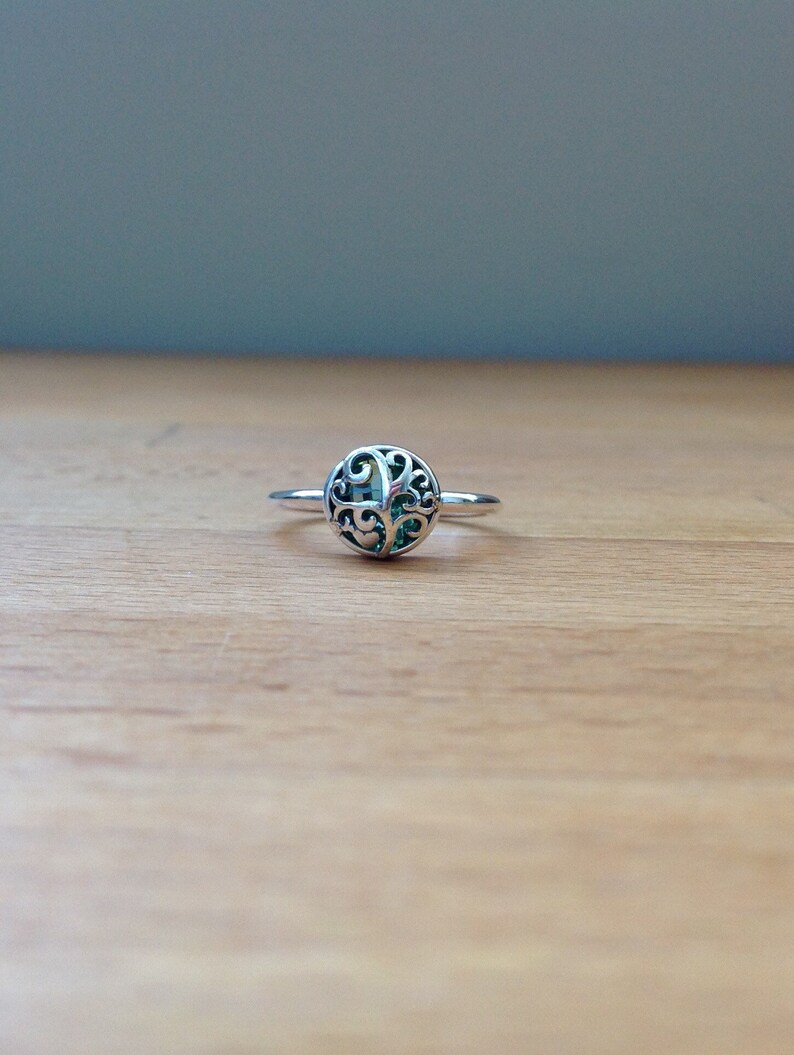 Tree of Life Filigree and Green Crystal Sterling Silver Ring - Etsy