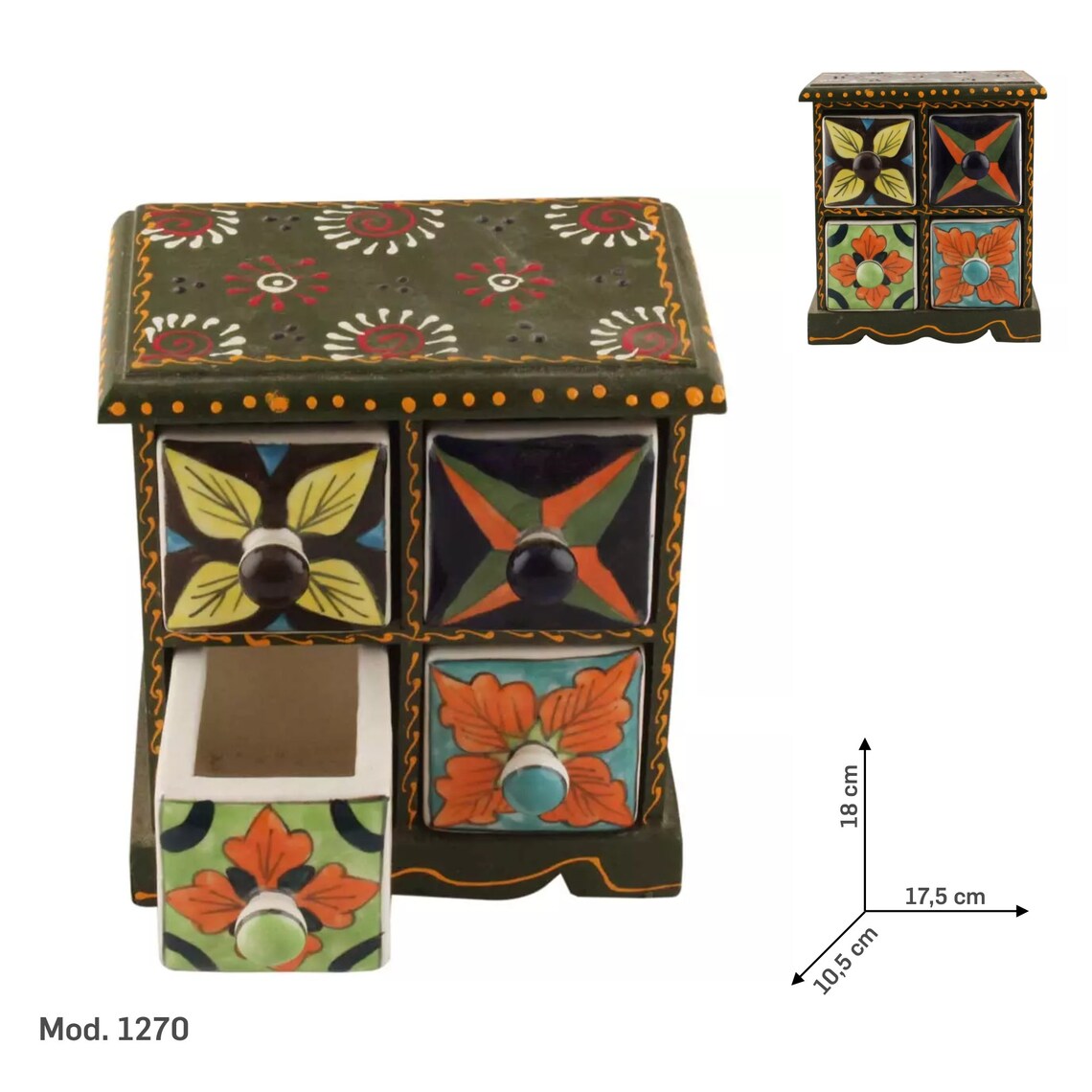 Indian Spice Rack With Ceramic Drawers - Etsy