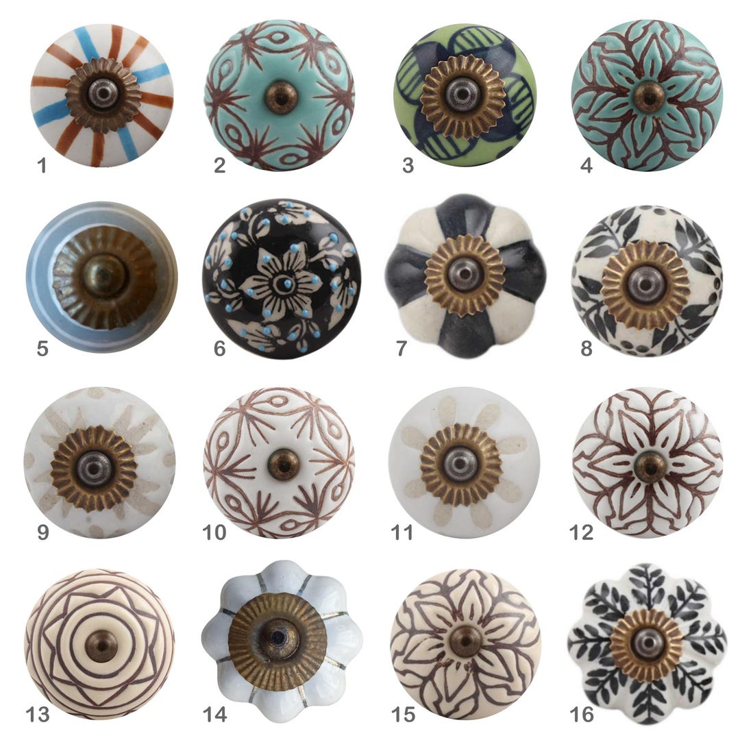 Cabinet Knobs, hand-painted vintage style ceramic drawer knobs - Etsy 日本