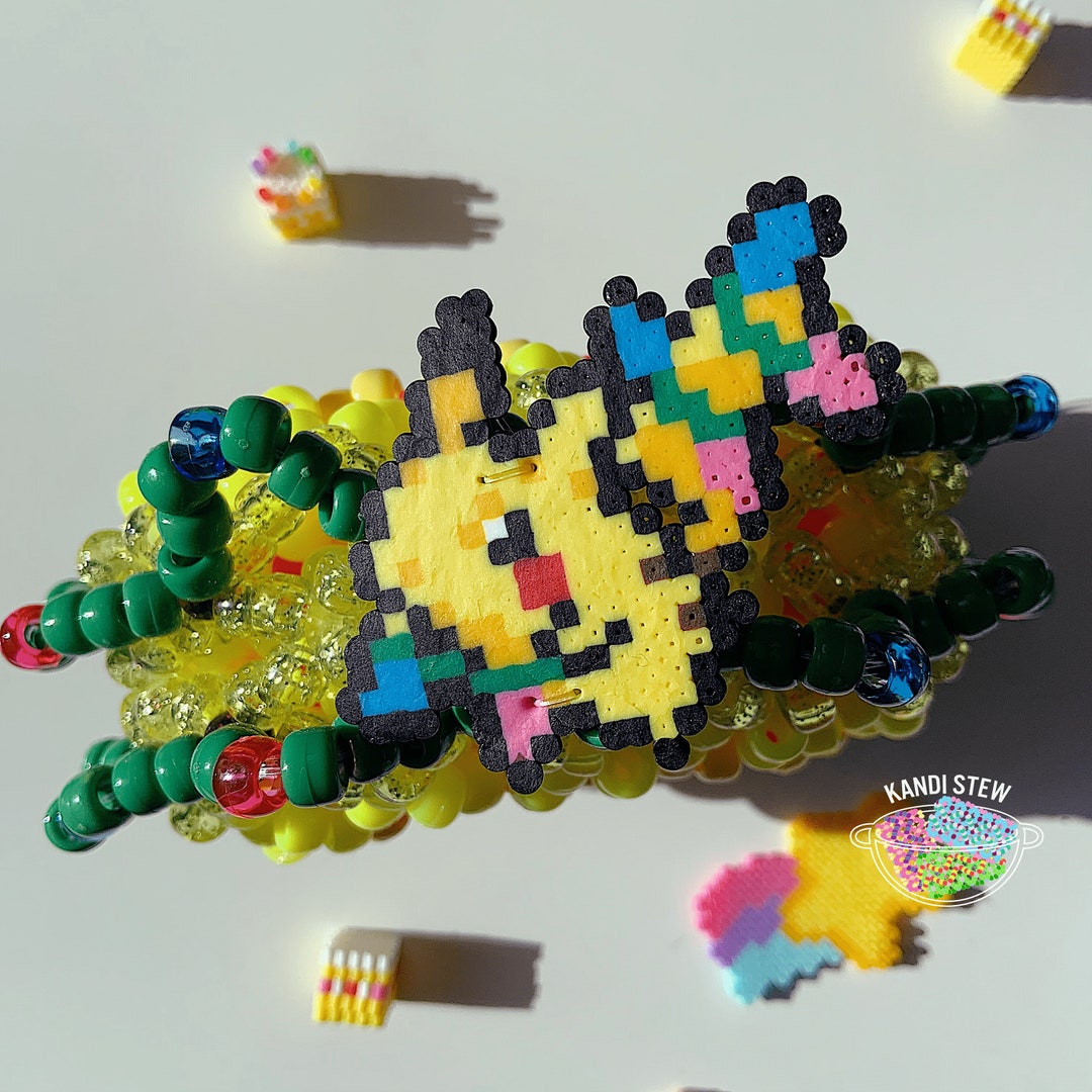 Christmas Epic 3D Kandi Cuff, Cute Monsters Perler, Yellow, Red, Green ...