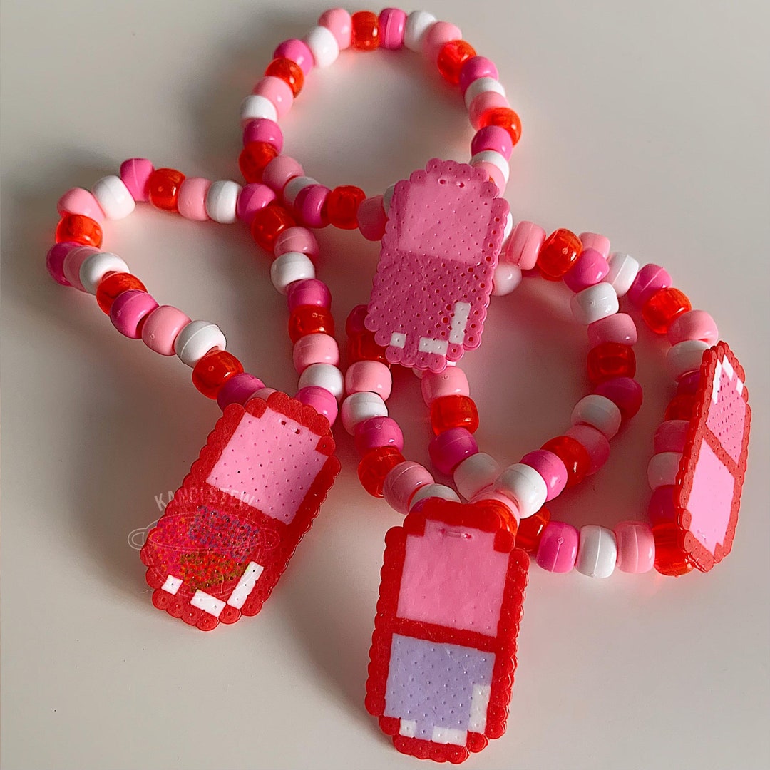 Sugar Pill Kandi Bracelet, Attached Sugar Pill Perler, Valentines Day ...