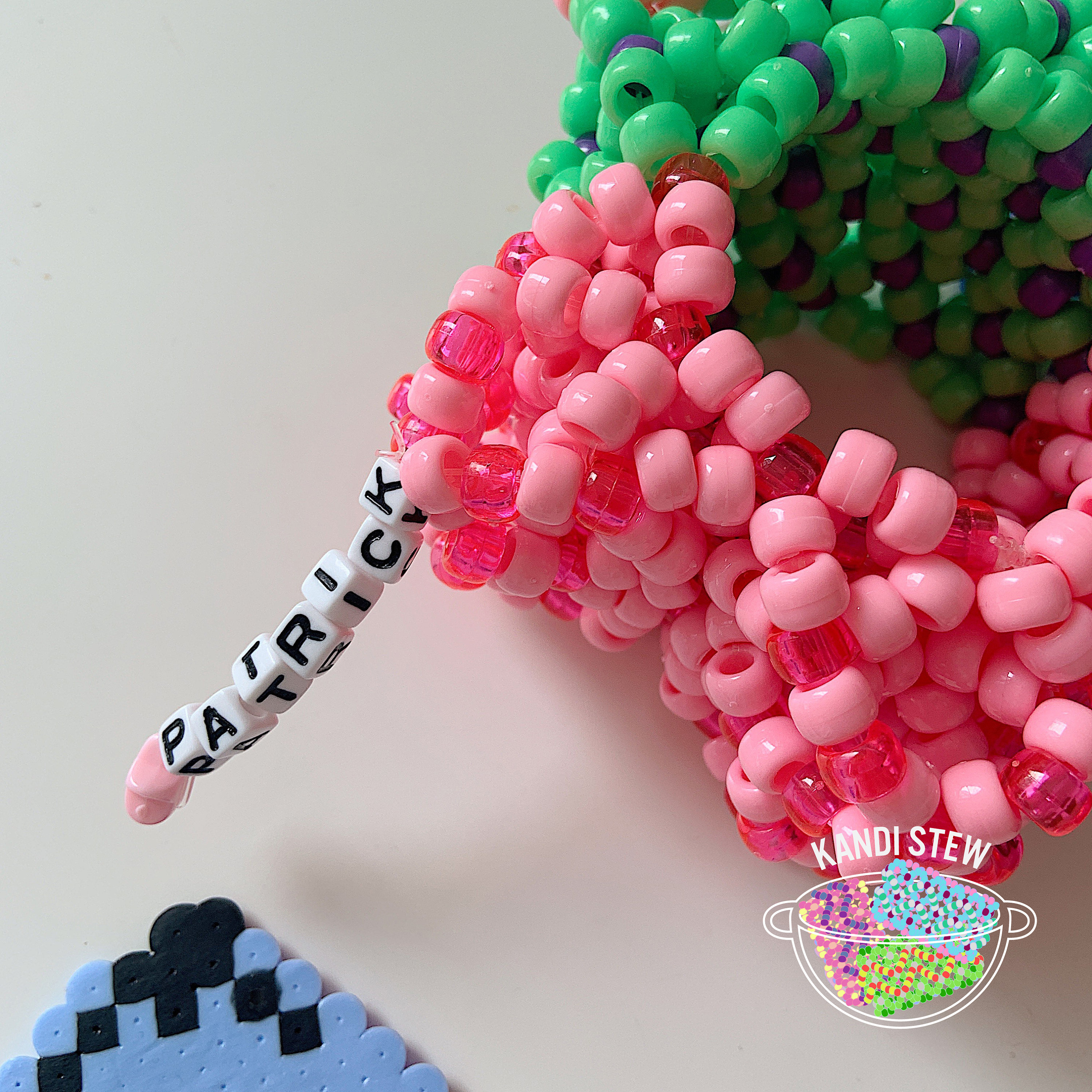 Patrick Star Epic 3D Kandi Cuff Pink Green and Purple 30 | Etsy