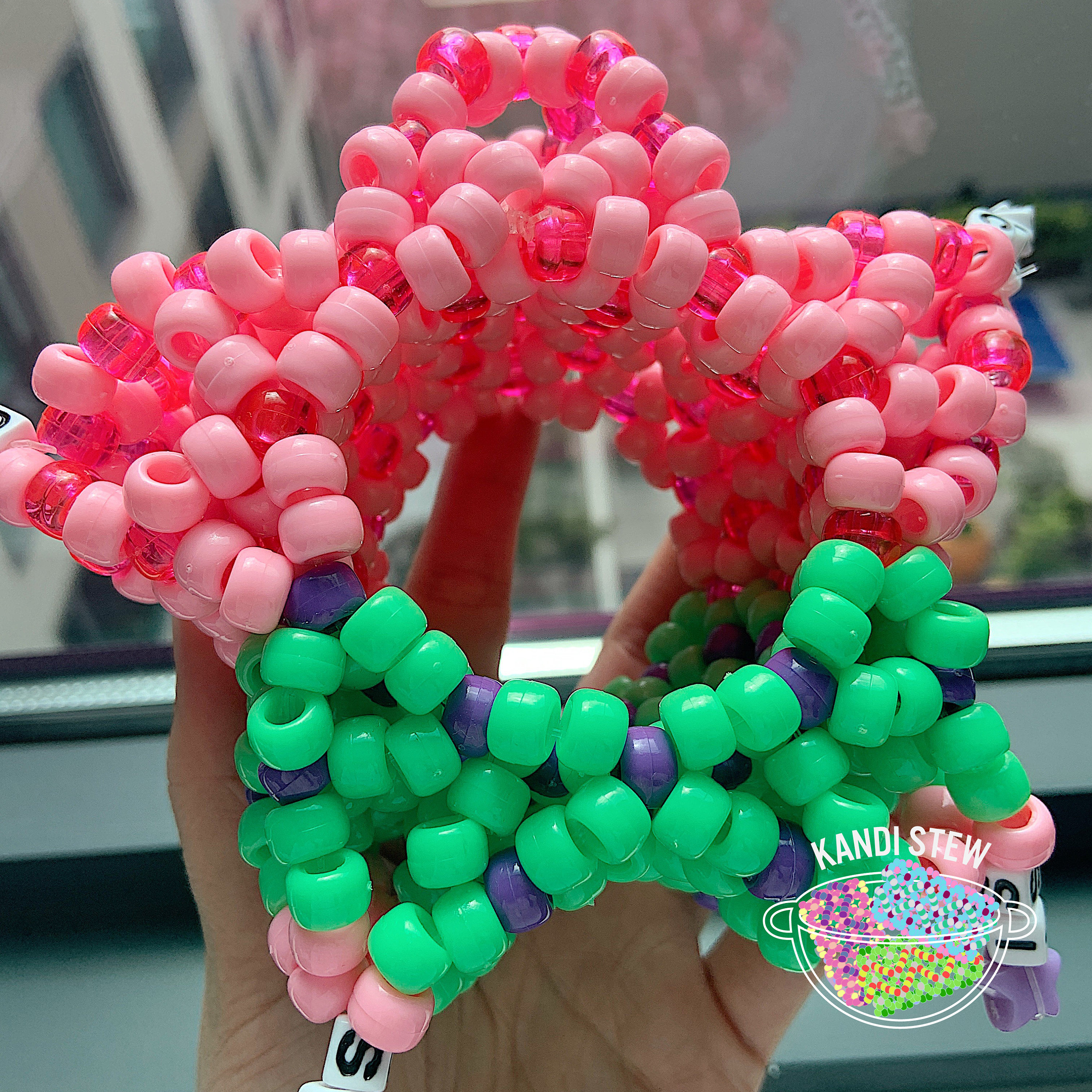 Patrick Star Epic 3D Kandi Cuff, Pink, Green, and Purple, 30 Bead ...