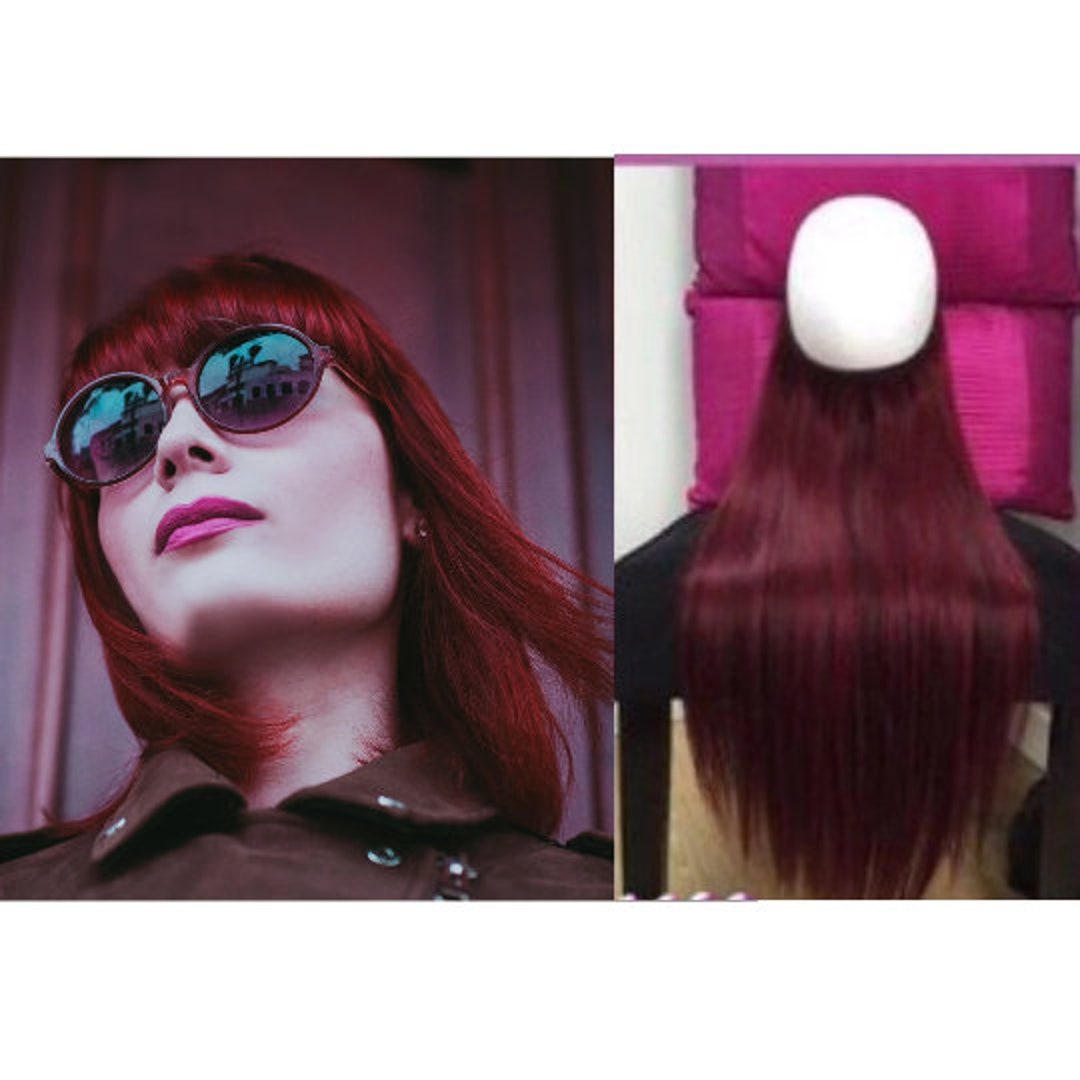 Hexy-halo Hair Extensions 14 Long 100g 99J Plum Red Wine Human ...