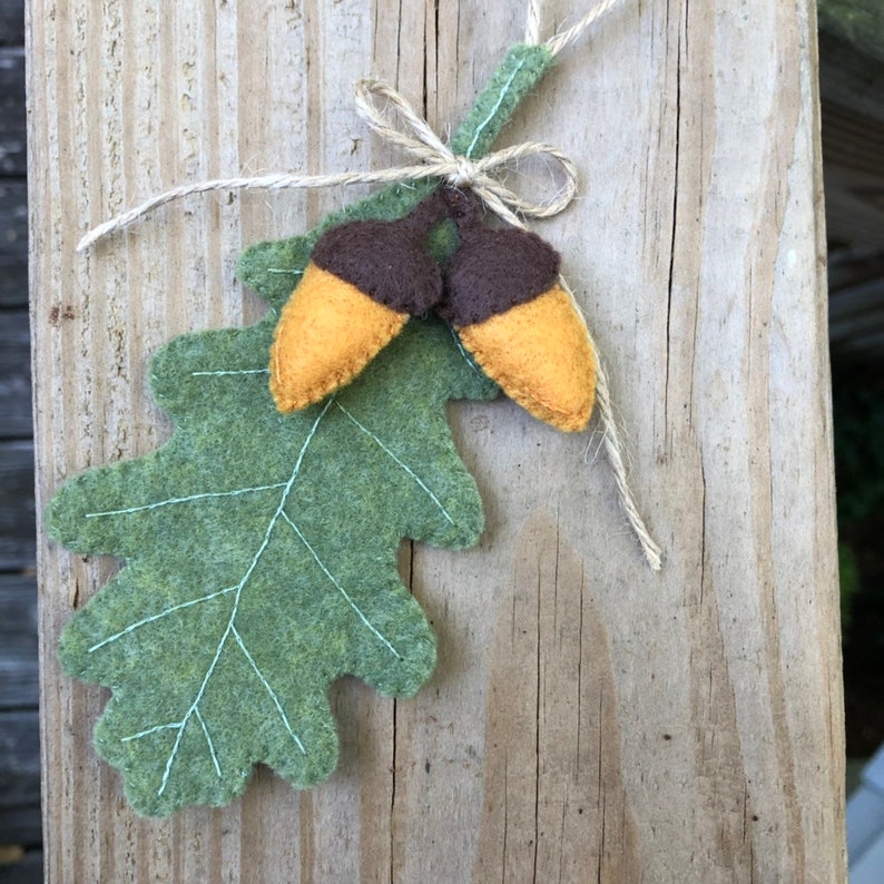 Oak Leaf Acorns Felt Ornament Rustic Fall Decor Thanksgiving - Etsy