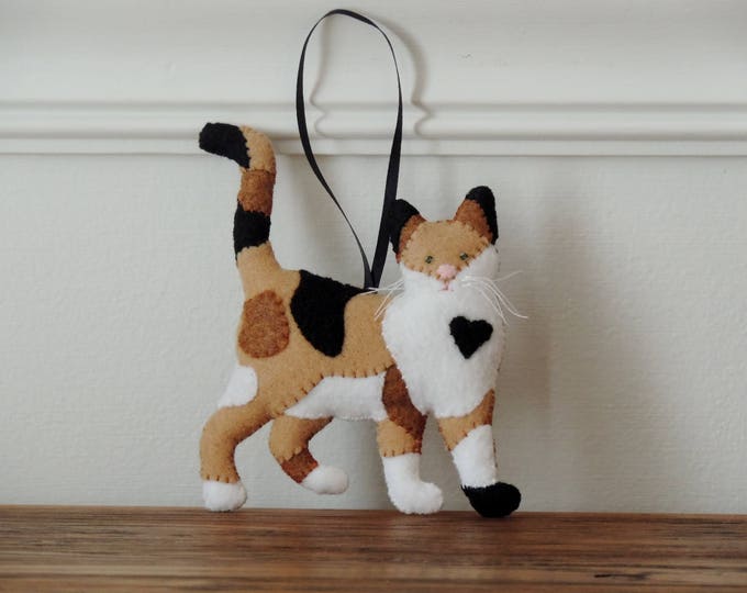Calico Cat Felt Ornament Applique Kitty Feline Ornament Multi-colored ...