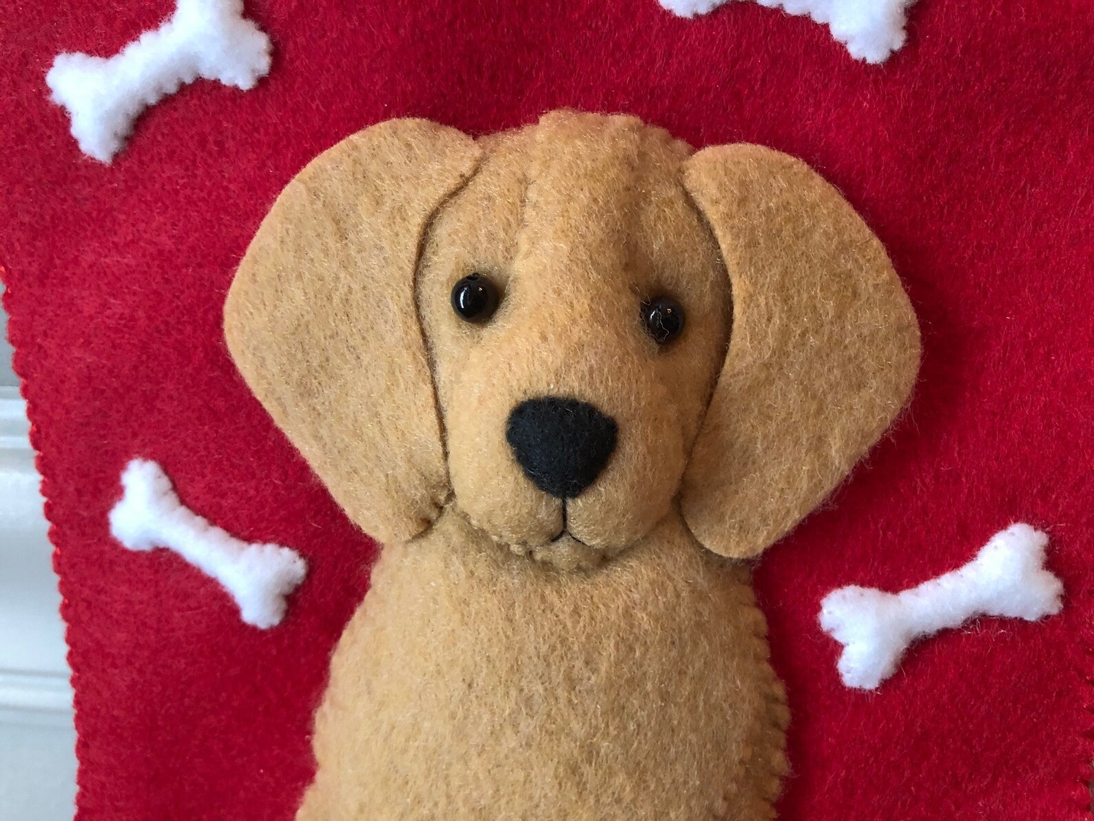 Felt Golden Retriever Christmas Stocking, Personalized Dog Bone Accent ...