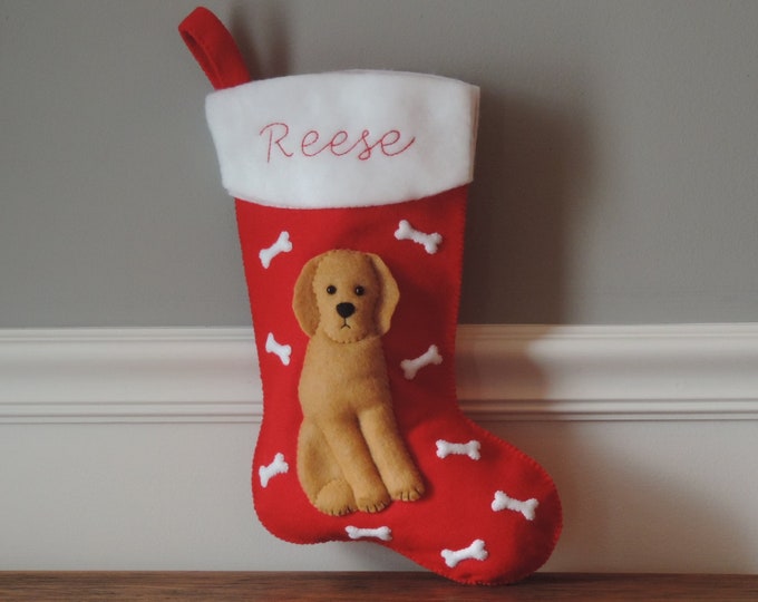 Golden Doodle Stocking Labradoodle Dog Stocking Felt Christmas Blonde ...