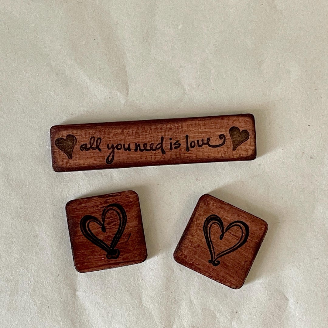 Wooden Magnets Small Love Magnets Rustic Stained Wood Stamped Wood Mini ...