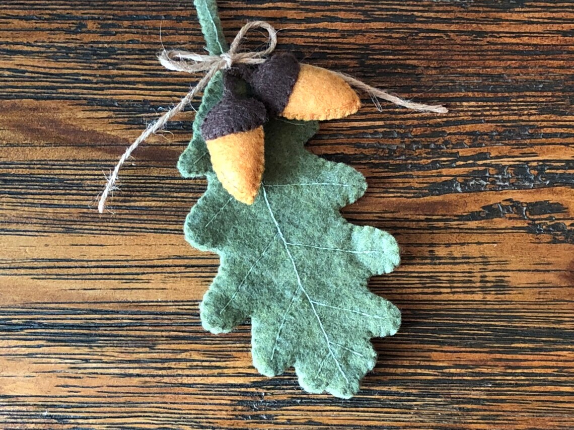 Oak Leaf Acorns Felt Ornament Rustic Fall Decor Thanksgiving - Etsy