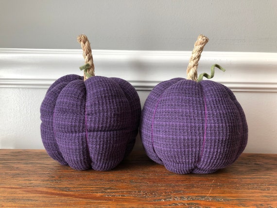 Purple Pumpkins Fabric Pumpkin Set Upcycled Stuffed Pumpkins | Etsy