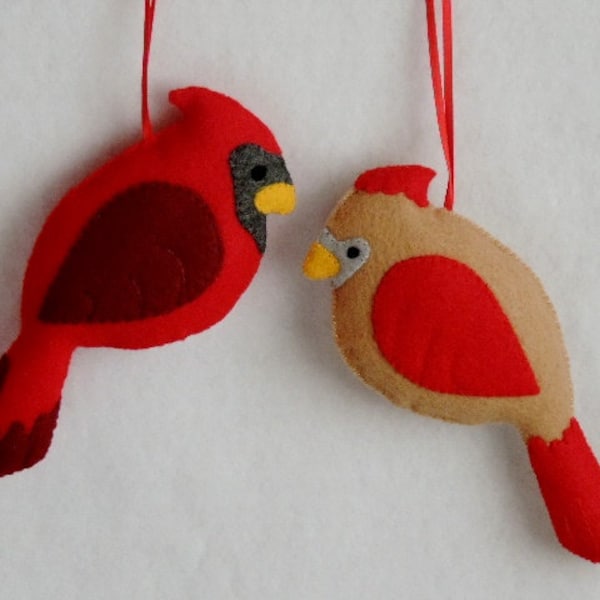 Male & Female Cardinal Felt Ornaments - Etsy