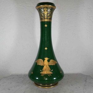 Large 24 Inches French Sevres Empire Napoleon Green Porcelain Vase With ...