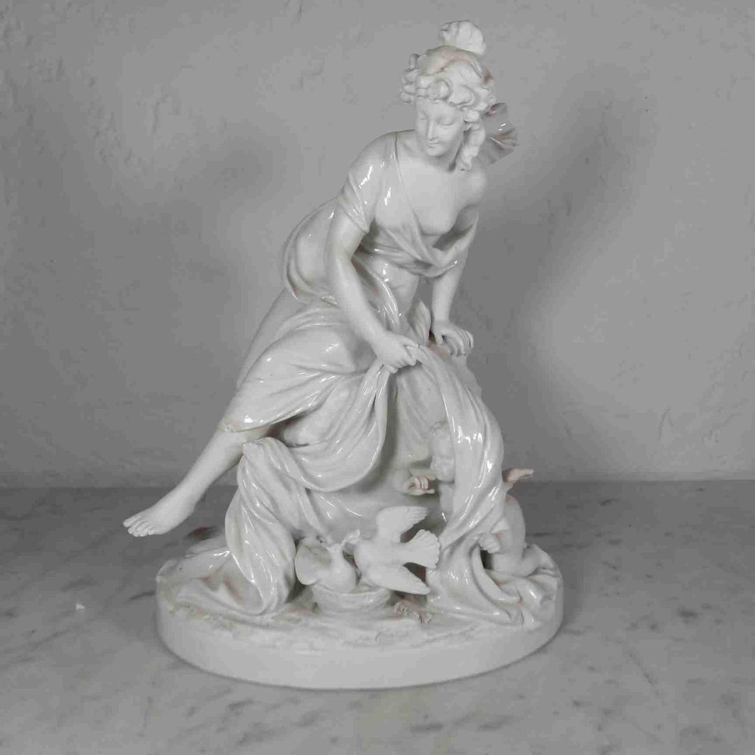 Antique German Neoclassical White Porcelain Group of VENUS With Cupid ...