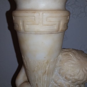 Antique Carved Alabaster Cherub Lamp With Greek Key Pattern & Period ...