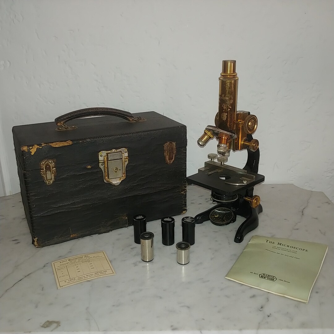 Rare German Ernst Lenz Wetzlar Laboratory Brass & Metal Microscope ...