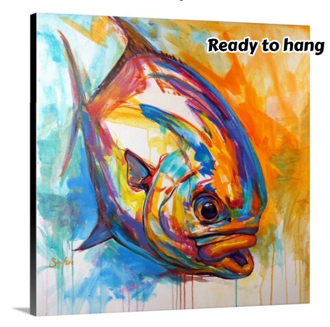 Savlen Custom Large/small Framed Permit Fish Modern Colorful Canvas ...