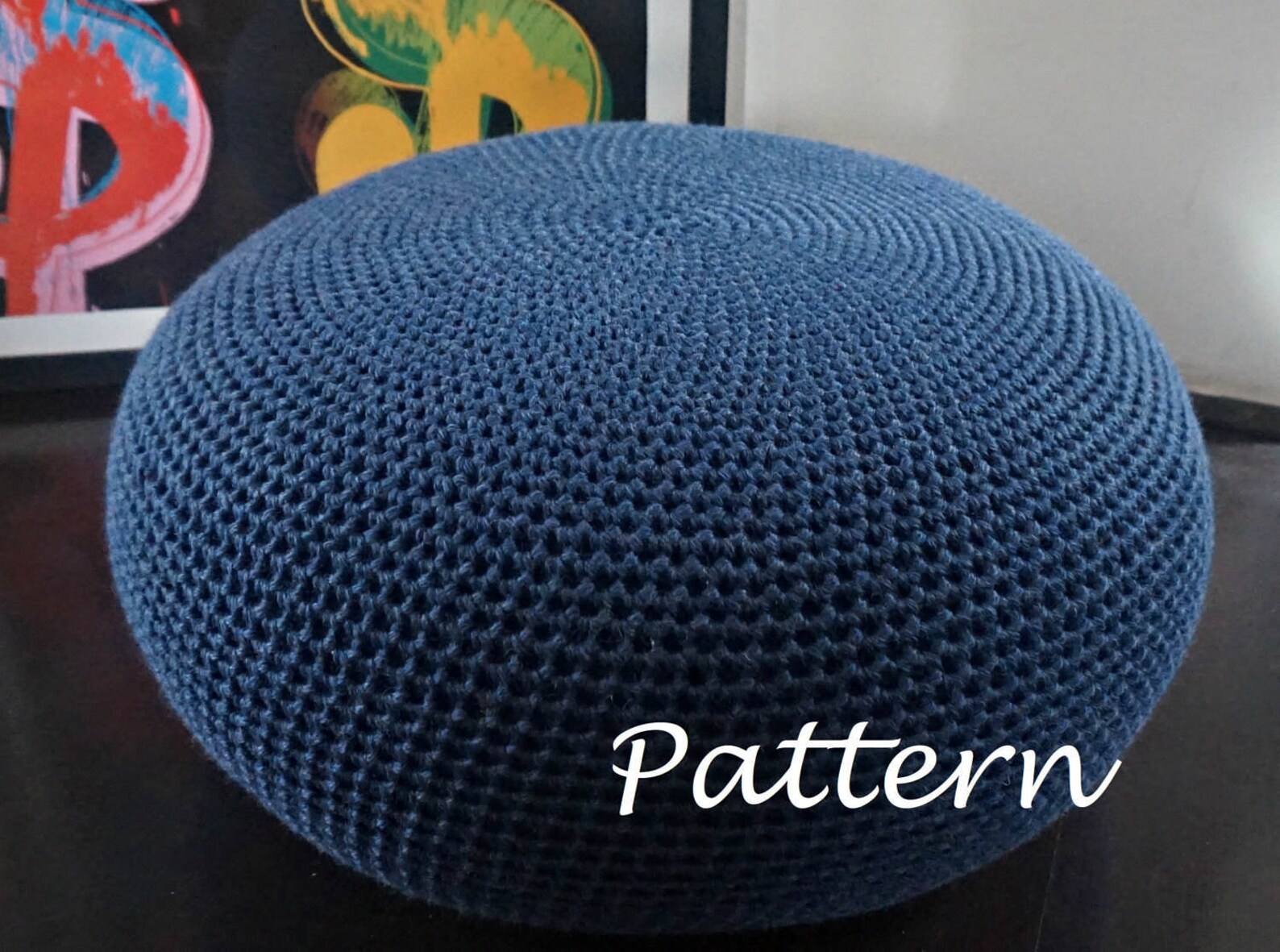 CROCHET PATTERN DIY Tutorial Large Crochet Pouf Poof Ottoman Footstool ...