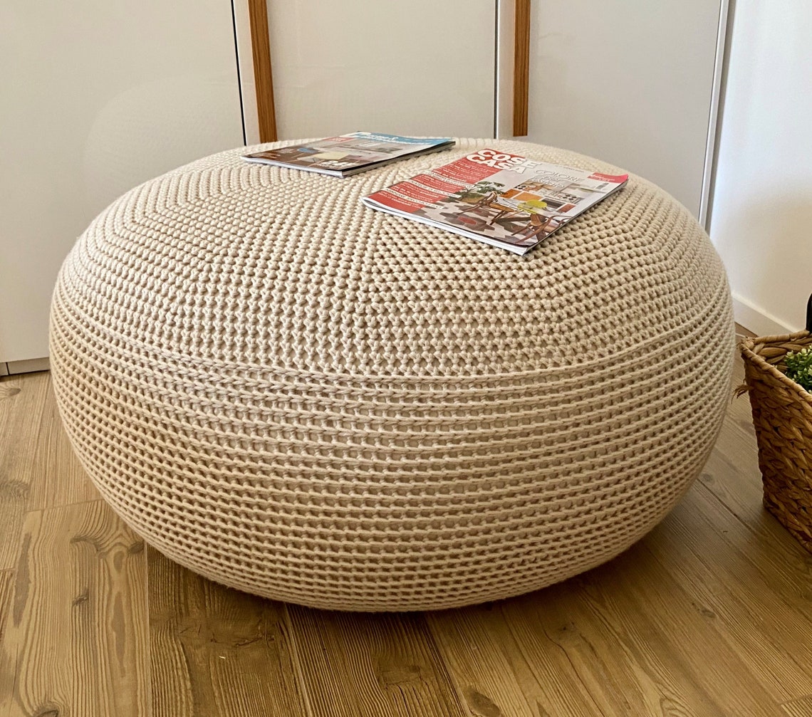 CROCHET PATTERN Super Chunky Giant Pouf Diy Tutorial XL Large Crochet ...
