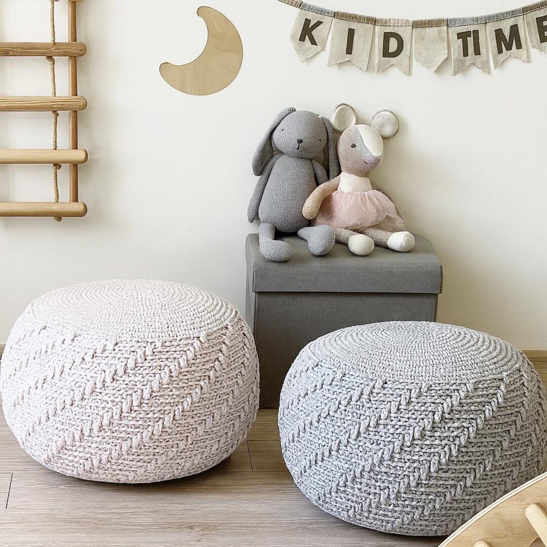 CROCHET PATTERN Lars Pouf Video Tutorial Diy Crochet Pouf Poof, Ottoman ...