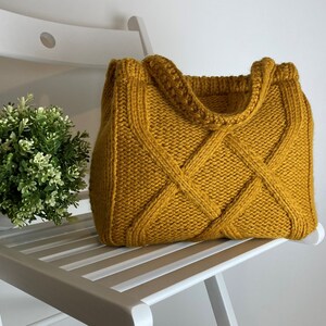 KNITTING PATTERN Mustard Cable Purse Bag Pattern Tote Pattern Crochet ...