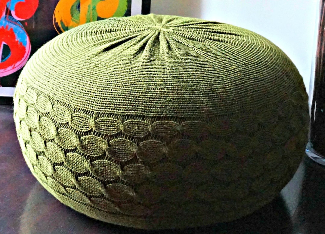 KNITTING PATTERN DIY Pouf Poof, Ottoman, Footstool, Home Decor, Pillow ...