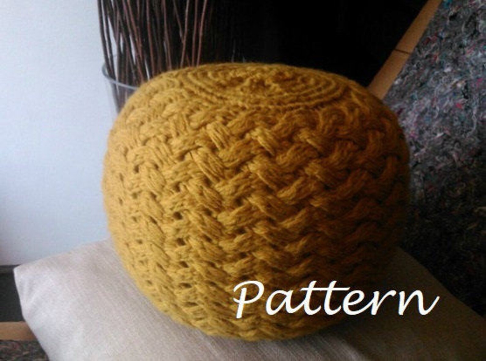 KNITTING PATTERN Knitted Pouf Pattern Poof Knitting - Etsy